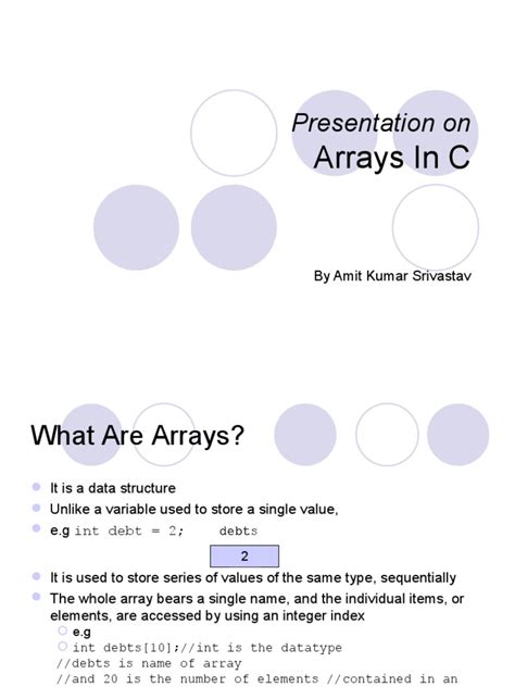 array presentation in c pdf array data structure integer computer science