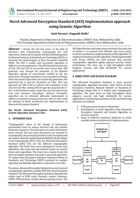 novel advanced encryption standard aes implementation approach using genetic algorithm pdf