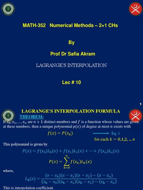 lec 10 lagranges interpolation pdf pdf numerical analysis mathematical concepts