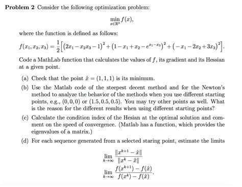 consider the following optimization problem min x