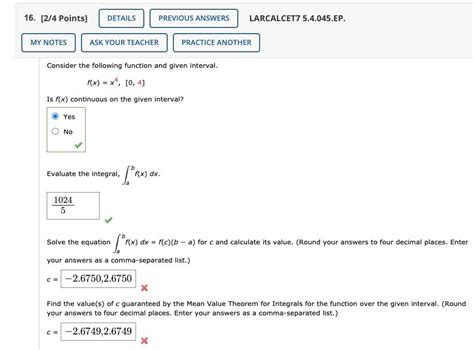 solved consider the following function and given interval