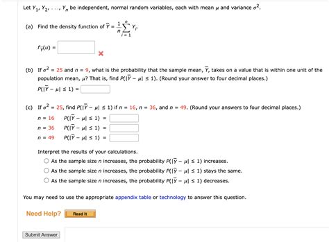 solved let y1 y2 … yn be independent normal random
