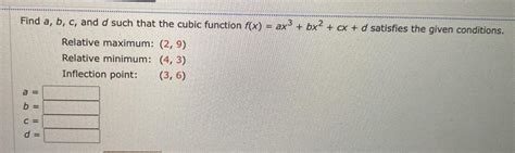 [answered] find a b c and d such that the cubic function f x ax3 bx cx kunduz