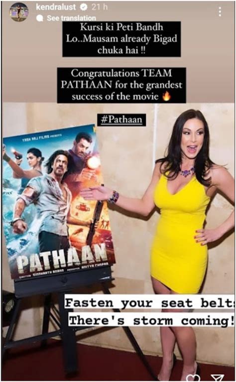 Pathaan Pornstar Kendra Lust Poses Seductively Alongside Shah Rukh Khan Deepika Padukones Film