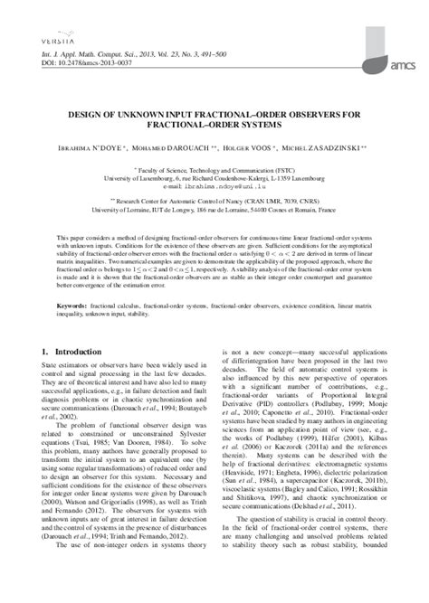 pdf design of unknown input fractional order observers for fractional order systems michel