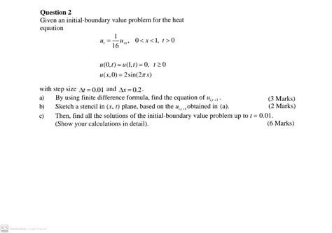 solved question 2 given an initial boundary value problem