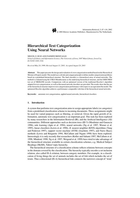 pdf hierarchical text categorization using neural networks