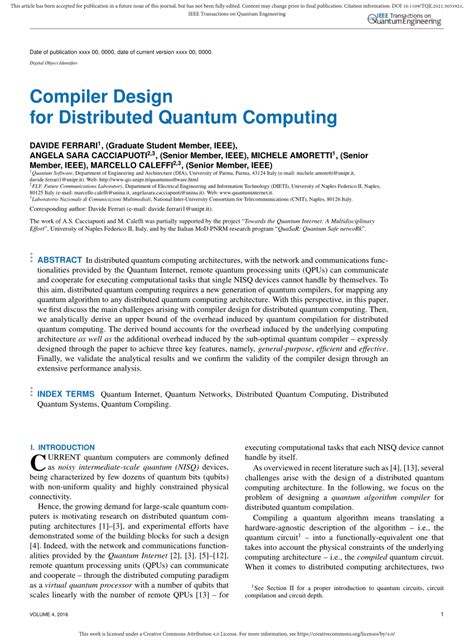 pdf compiler design for distributed quantum computing
