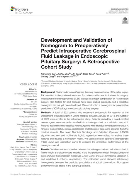 pdf development and validation of nomogram to preoperatively predict intraoperative