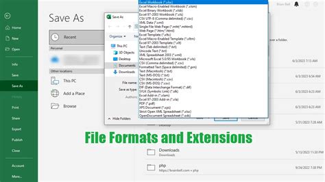 file formats and extensions in excel brainbell