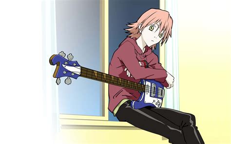 Download Haruko Haruhara Striking A Pose With A Guitar Wallpaper