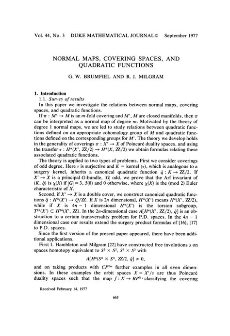 pdf normal maps covering spaces and quadratic functions