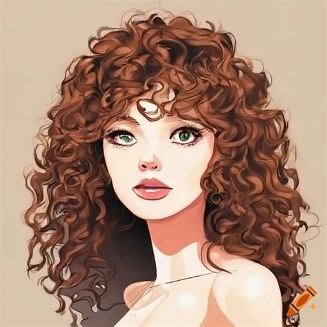 Portrait Of A Woman With Curly Brown Hair On Craiyon