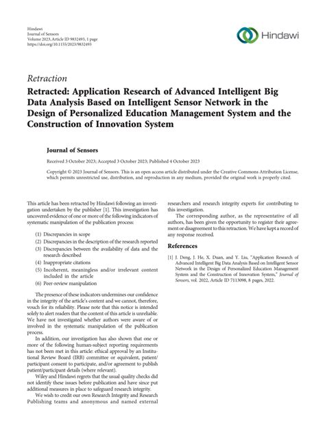 pdf retracted application research of advanced intelligent big data analysis based on