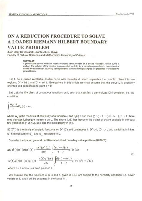 pdf on a reduction procedure to solve a loaded riemann hilbert boundary value problem