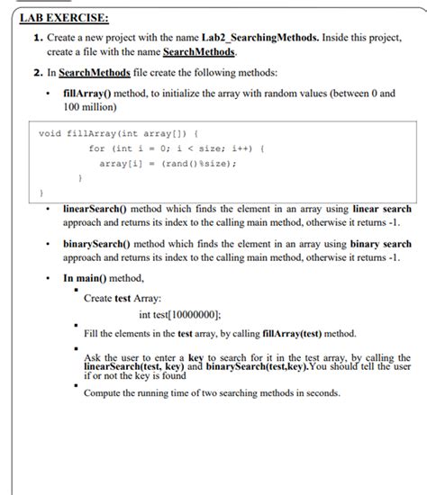 solved lab exercise 1 create a new project with the name lab2 searching 1 answer