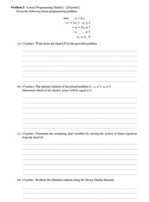 solved problem 5 linear programming duality [20 points]
