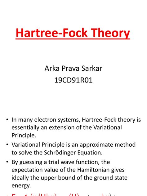 hartree fock theory pdf hartree fock method wave function