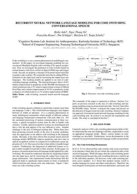 pdf recurrent neural network language modeling for code switching conversational speech