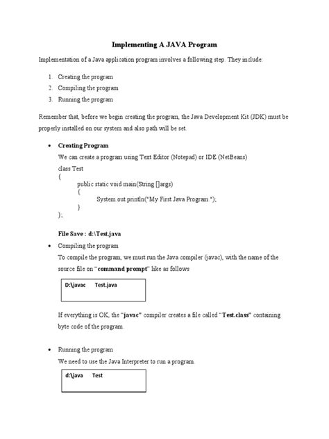 1 implementing a java program pdf java programming language programming