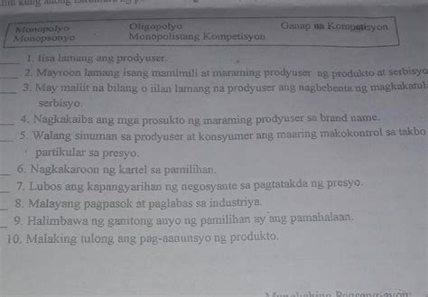 IV Kilalanin Kung Anong Istruktura Ng Pamilihan Ang Tinutukoy Ng Mga