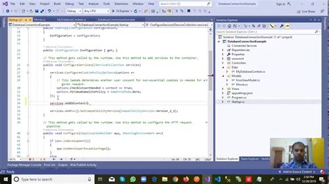 how to connect database using dbcontext in core application asp youtube