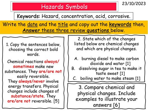 Lab Safety Hazard Symbols Exploring Science 7Fa AQA Activate Print