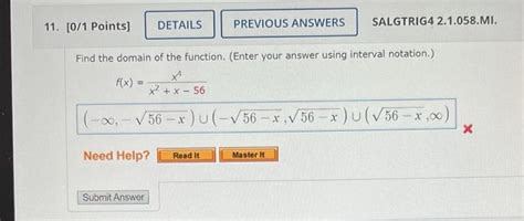 [solved] find the domain of the function enter your answ
