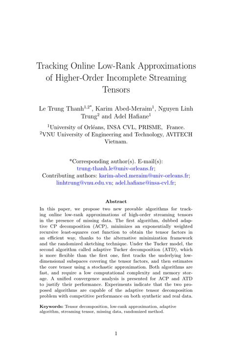 pdf tracking online low rank approximations of higher order incomplete streaming tensors