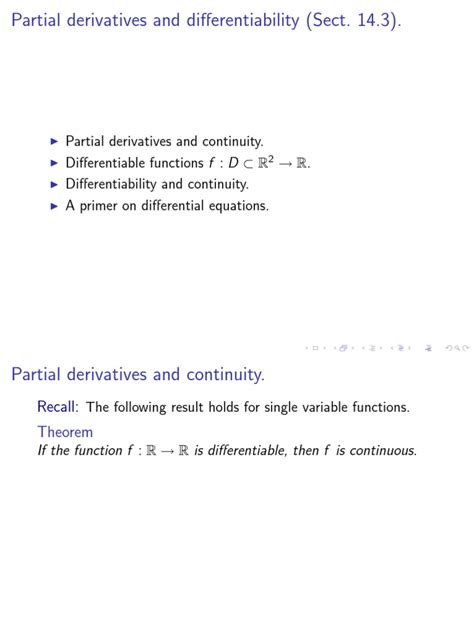 partial derivatives and continuity differentiable functions f d r r