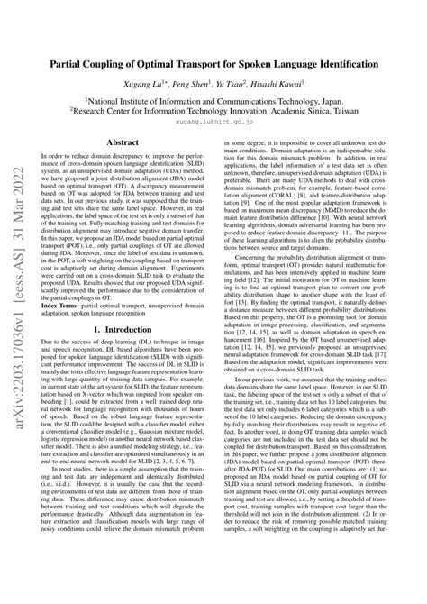 pdf partial coupling of optimal transport for spoken language identification