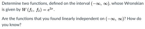 solved determine two functions defined on the interval