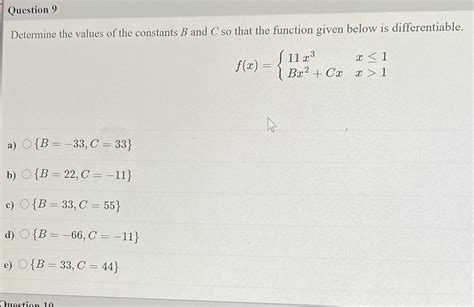 [solved] question 9 determine the values of the constants b and c so that course hero