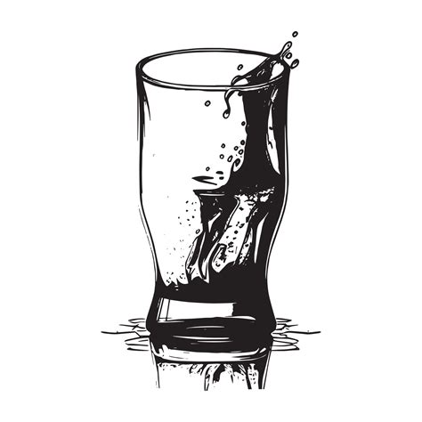 Glass With Water Black Outline Silhouette In Hand Drawing Sketch Style Vector 18975699 Vector