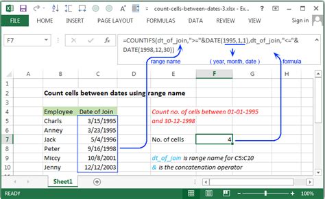 excel count count number of cells between two dates w3resource