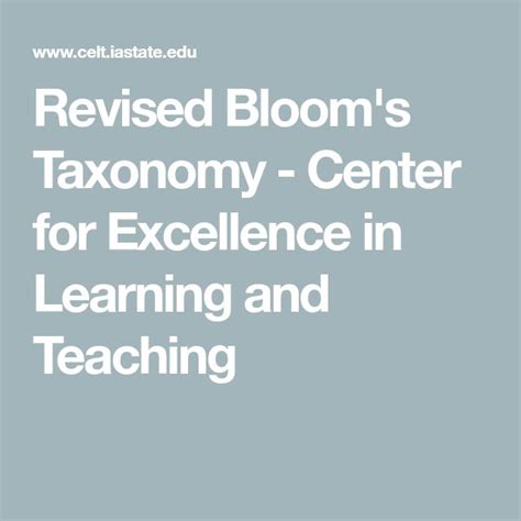 Revised Bloom S Taxonomy Center For Excellence In Learning And