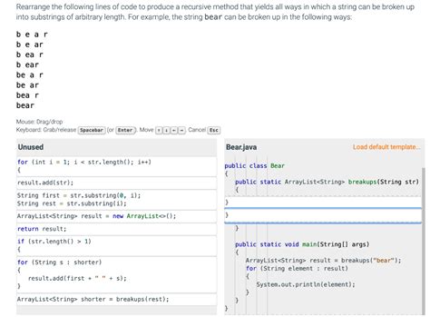 solved rearrange the following lines of code to produce a