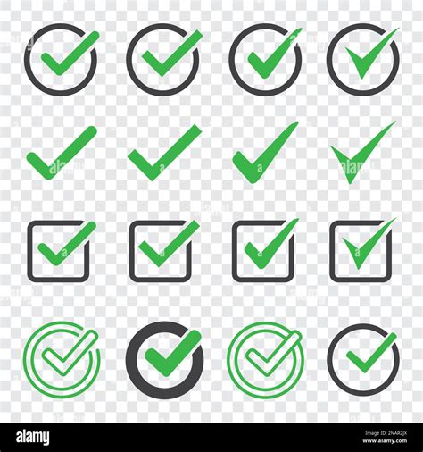 Set Of Check Mark Icon On A Transparent Background Stock Vector Image