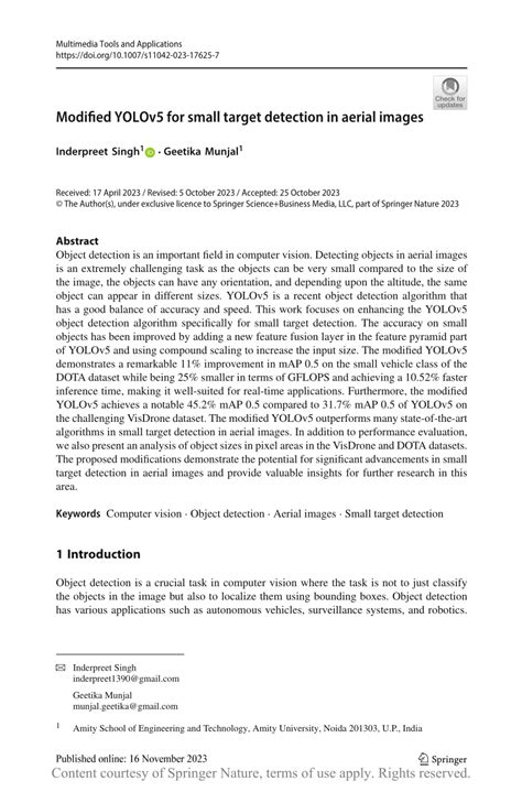 modified yolov5 for small target detection in aerial images