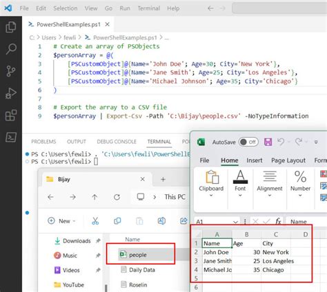 how to export an array to csv in powershell