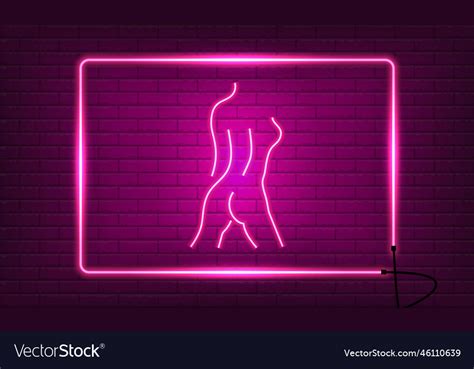 Neon Sign Nude Girl Silhouette In A Frame Vector Image My Xxx Hot Girl