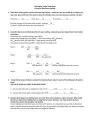 Target Heart Rate Assignment Doc Calculating Target Heart Rate Using
