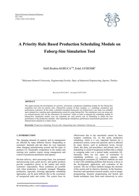 pdf a priority rule based production scheduling module on faborg sim simulation tool