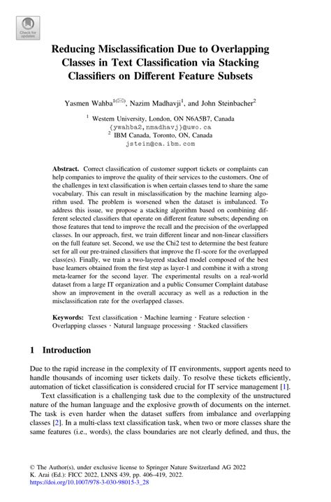pdf reducing misclassification due to overlapping classes in text classification via stacking