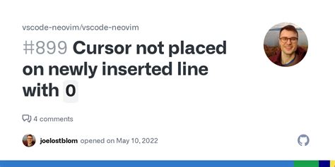cursor not placed on newly inserted line with `o` · issue 899 · vscode neovim vscode neovim