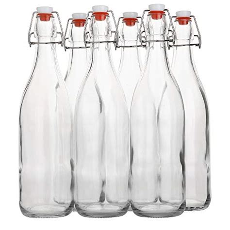 Flip Top Glass Bottle 1 Liter 33 Fl Oz Pack Of 6 Swing Top Brewing Bottle With Stopper