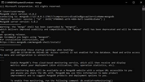 mongodb is not recognized as an internal or external command