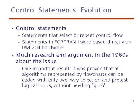 chapter 8 statementlevel control structures introduction selection statements