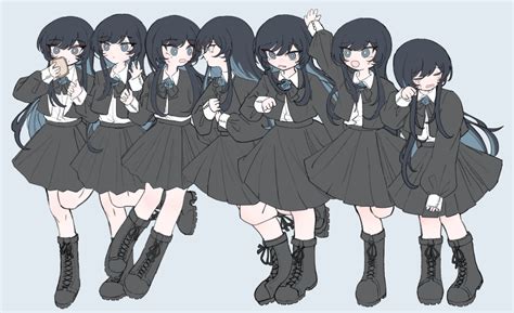 The Big Imageboard Tbib 6girls Absurdres Ado Utaite Arm Up Black Bow Black Bowtie Black