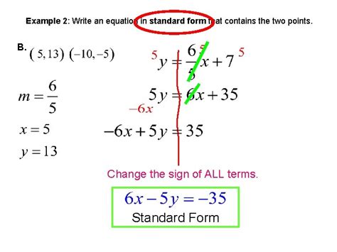 STANDARD FORM OF A LINEAR EQUATION Day 2